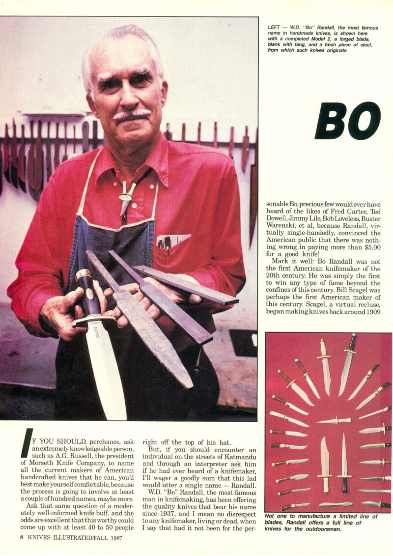 1987 - Knives Illustrated - Bo Randall, The Man And The Knives - RMK ...